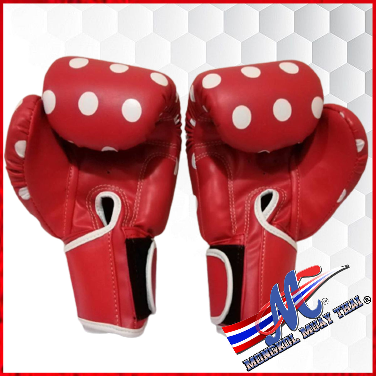 Mongkol boxing Gloves Velcro Red Polka Dot – Mongkol Muay Thai Fight Gear